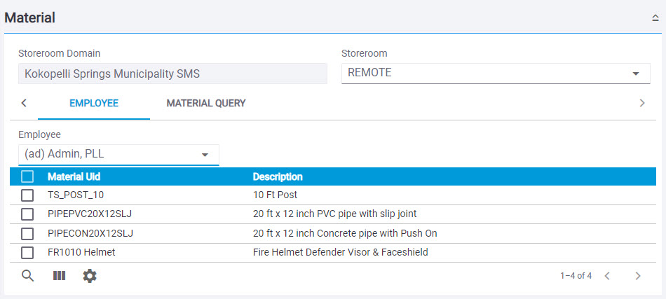 Receive Material from an Employee