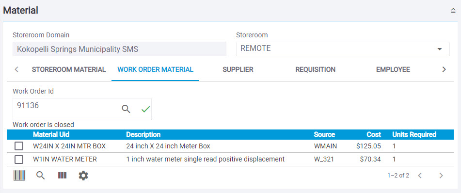 Receive Material from a Work Order
