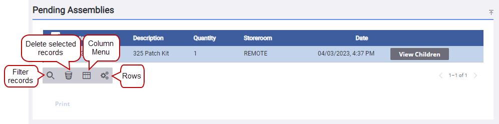 Navigate the Pending Assemblies Panel