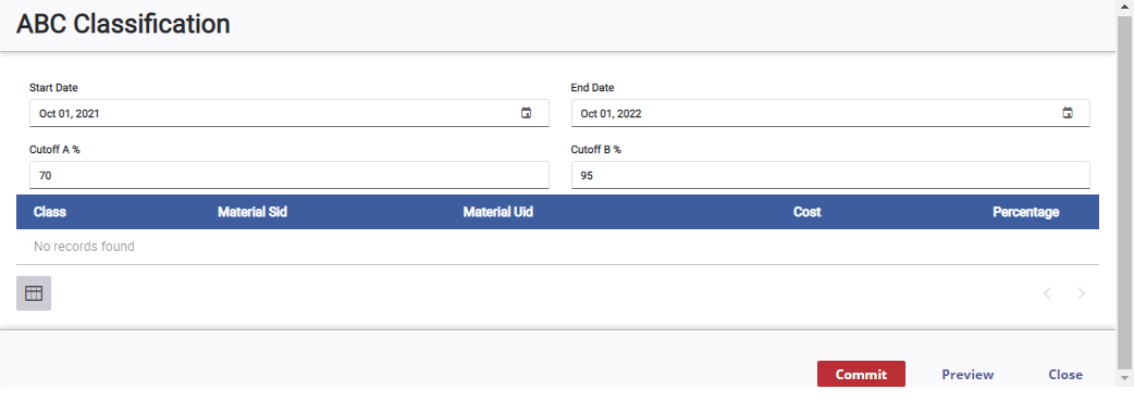 Configure ABC Classification