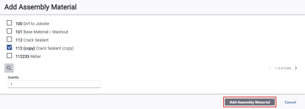 Add Assembly Parts to a Material