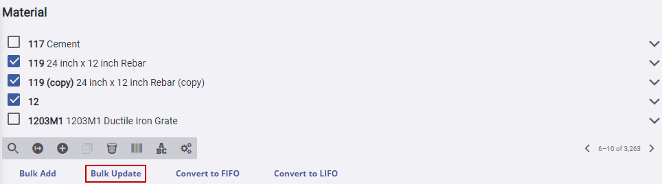 Update Material in Bulk