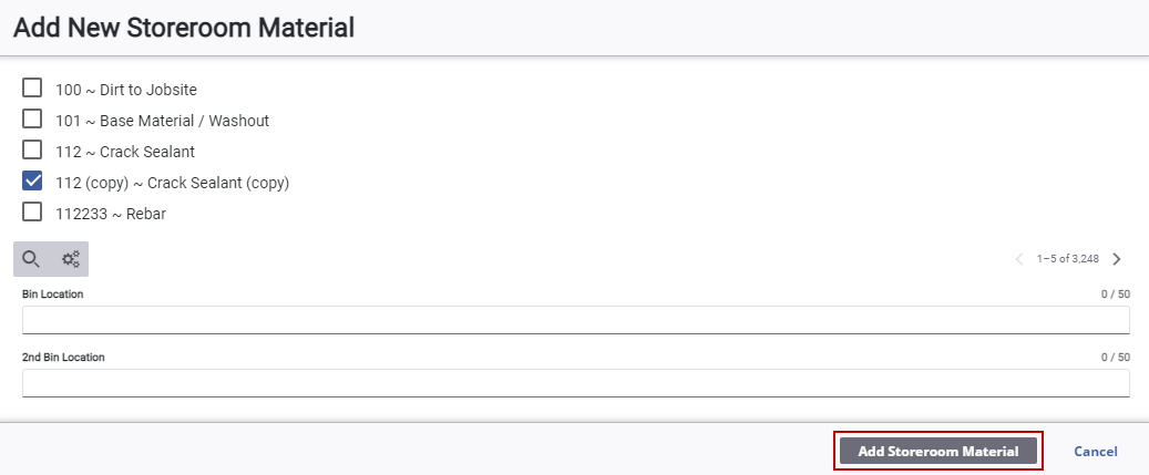 Add Material to a Storeroom