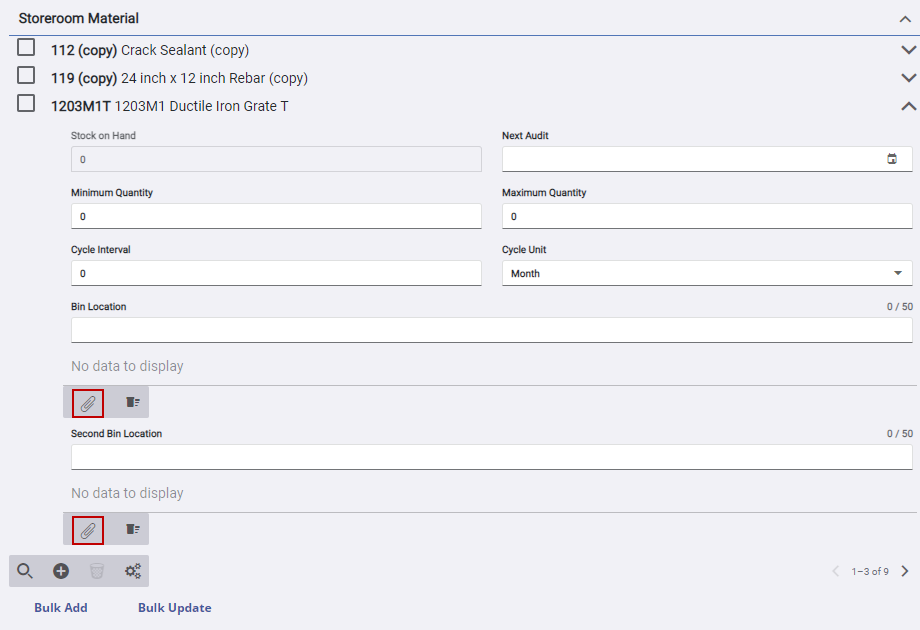 Configure Bin Locations and Images for Materials