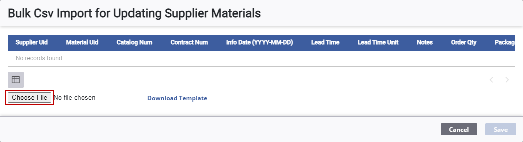 Update Supplier Material in Bulk