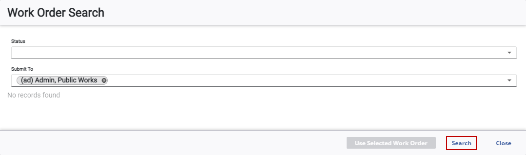 Search for a Work Order