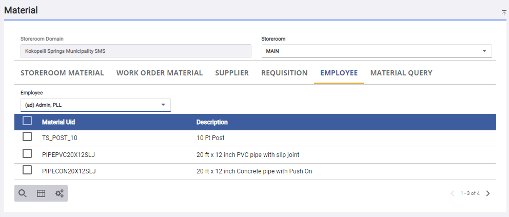 Receive Material from an Employee