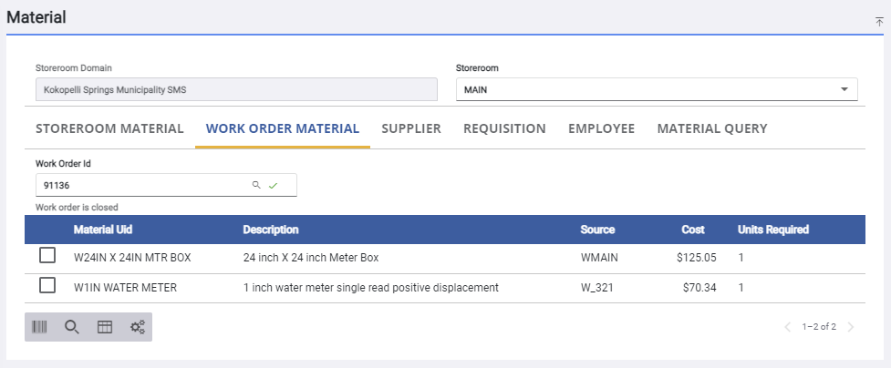 Receive Material from a Work Order