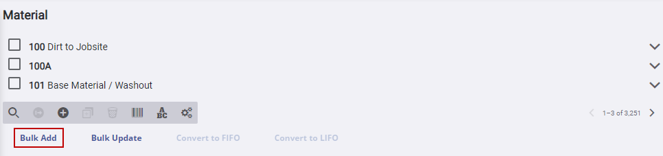 Add Material In Bulk