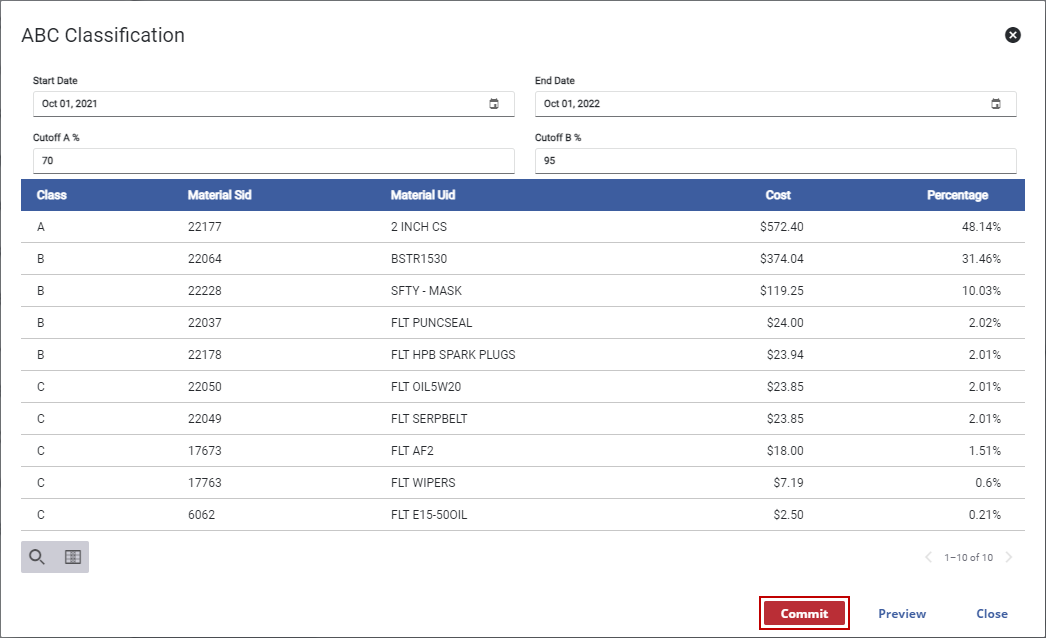 Configure ABC Classification