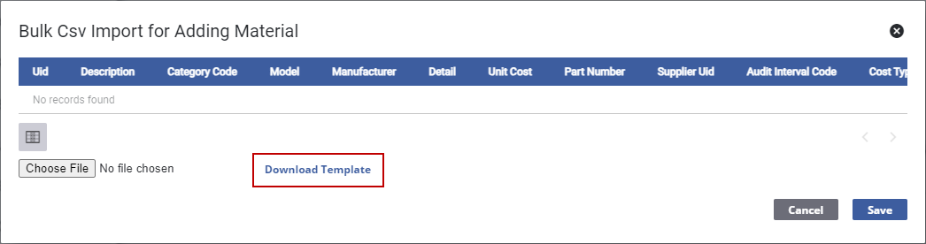 Add Material in Bulk