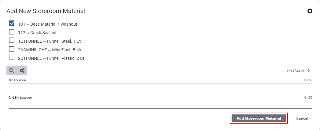 Add Material to a Storeroom