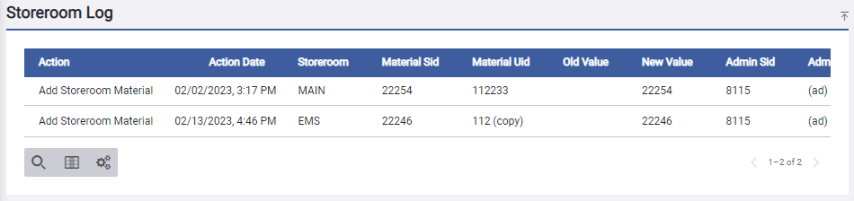View the Storeroom Log