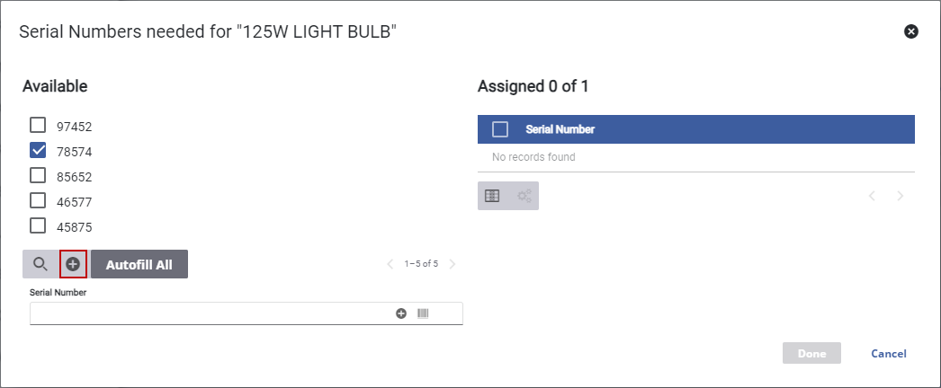 Issue Serialized Material