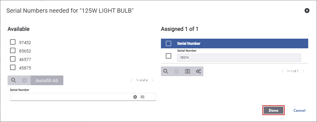 Issue Serialized Material