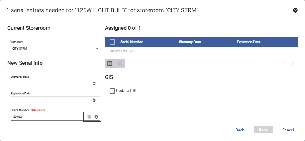 Add Serialized Material