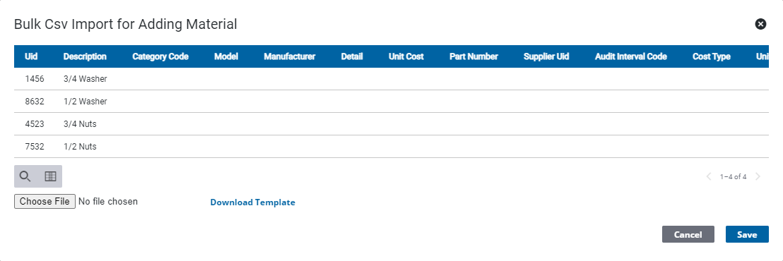 Add Material in Bulk