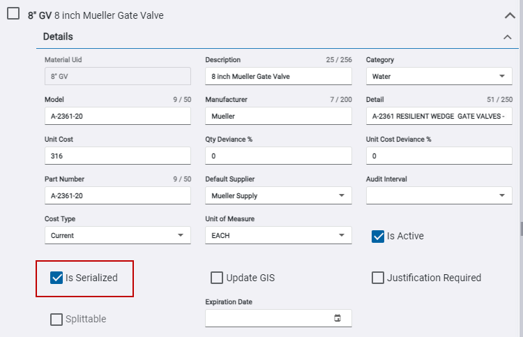 Add Serialized Material