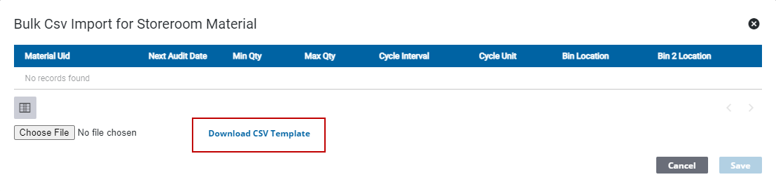Update Storeroom Material in Bulk