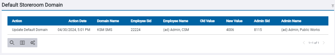 View the Default Storeroom Domain Log