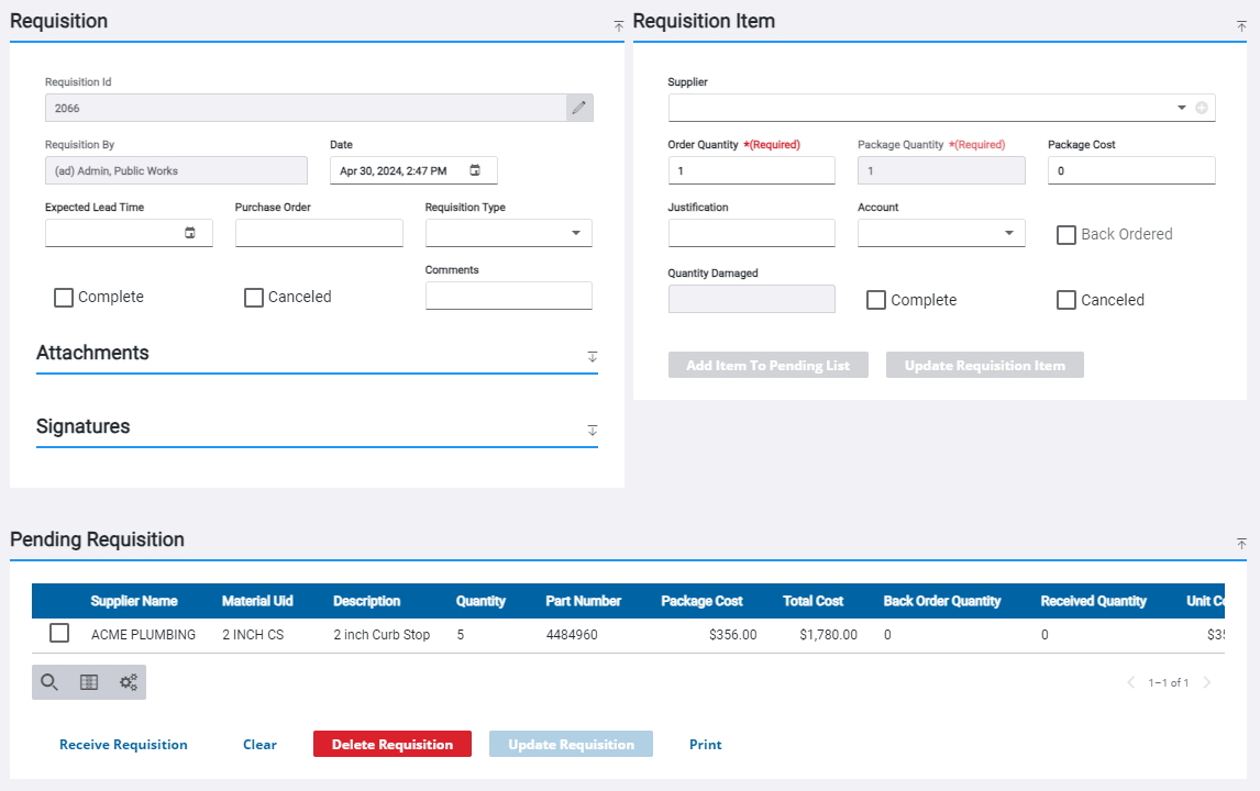 Modify a Requisition Transaction