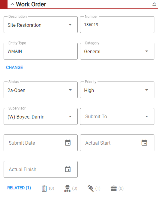 Work Order Activity Panels and Pages