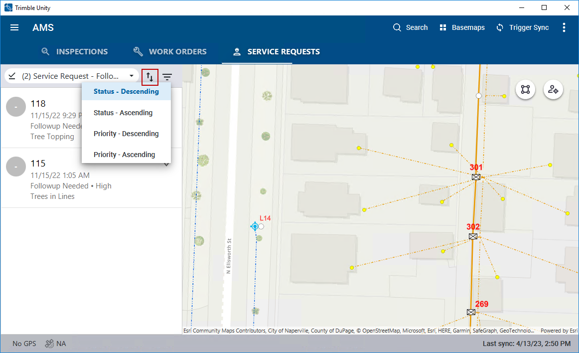 Sort Service Requests
