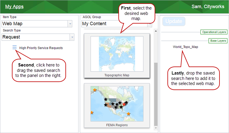 Add Saved Searches to a Web Map