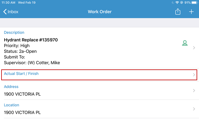 Add or Edit the Actual Start and Finish Date and Time