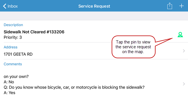 Locate a Service Request on the Map