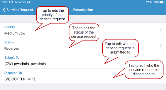 Edit Service Request Fields
