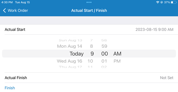 Add or Edit the Actual Start and Finish Date and Time